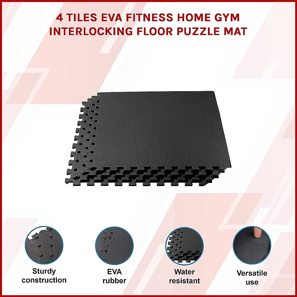4 Tiles EVA Fitness Home Gym Interlocking Floor Puzzle Mat - Fitness ...