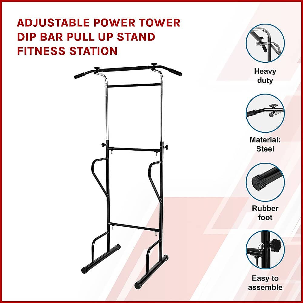 Adjustable Power Tower Dip Bar Pull Up Stand Fitness Station | Fitness ...