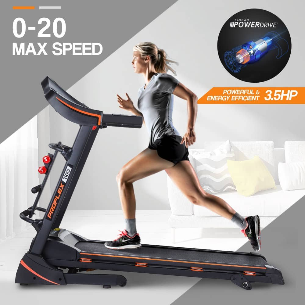 PROFLEX Electric Treadmill w/ Fitness Tracker Home Gym Exercise ...